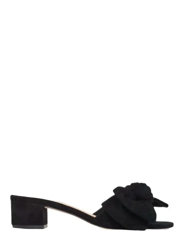 Cinq À Sept Suede Slide Sandals With Bow Detailing - Black