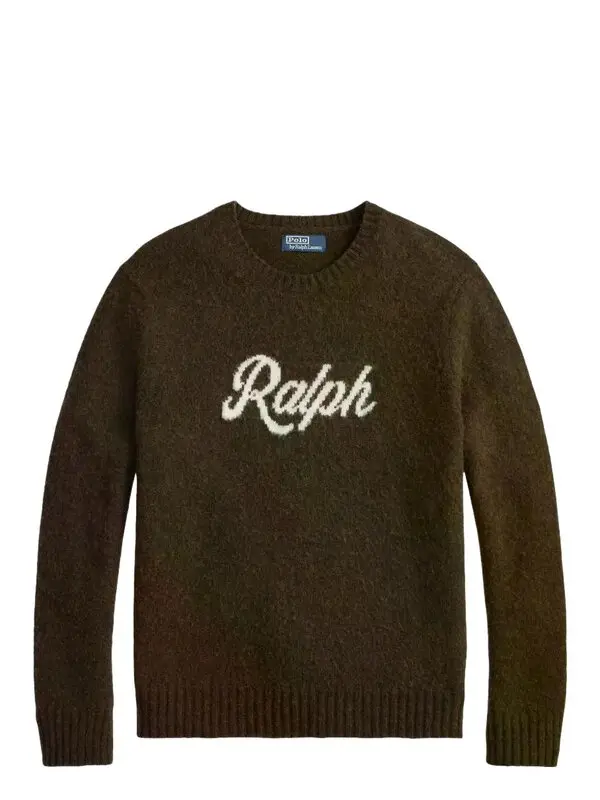 Polo Ralph Lauren Logo Intarsia Crew Neck Sweater - Brown