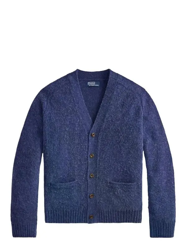 Polo Ralph Lauren V-neck Cardigan With Suede Elbow Patches - Blue