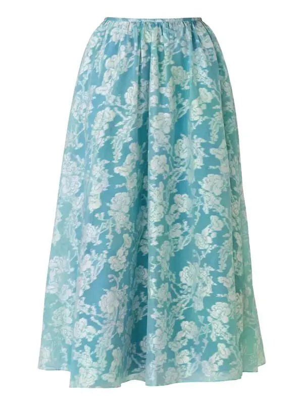 Cinq À Sept Organza Jacquard Maxi Skirt - Blue