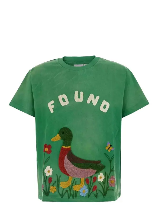 FOUND Duck-patch T-shirt - Green