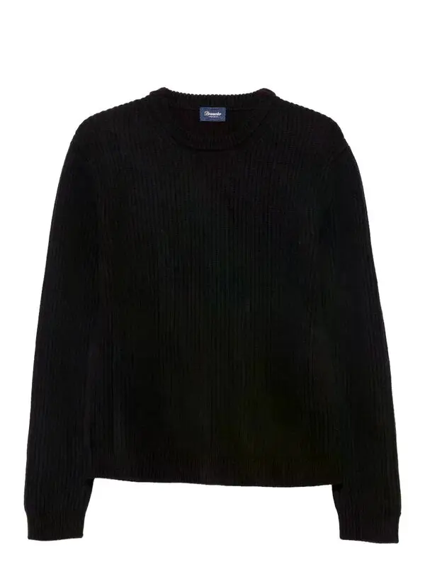 DRUMOHR Ribbed Knit Wool Crew Neck Sweater - Black