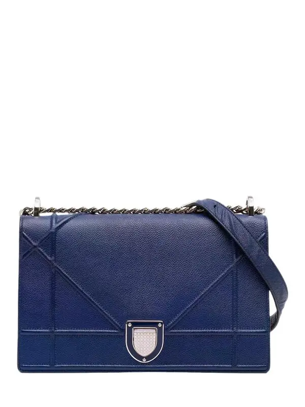 Dior 2016 Medium Grained Calfskin Diorama Flap Crossbody Bag - Blue