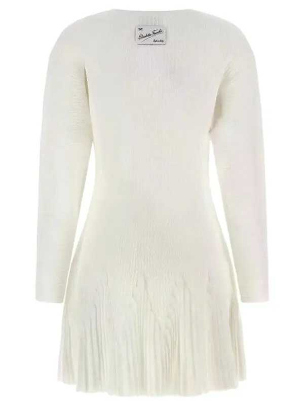 Elisabetta Franchi Knit Dress With Ruffles - Neutrals