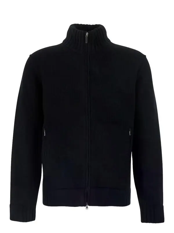 KANGRA Merino Wool Zip-up Cardigan - Black