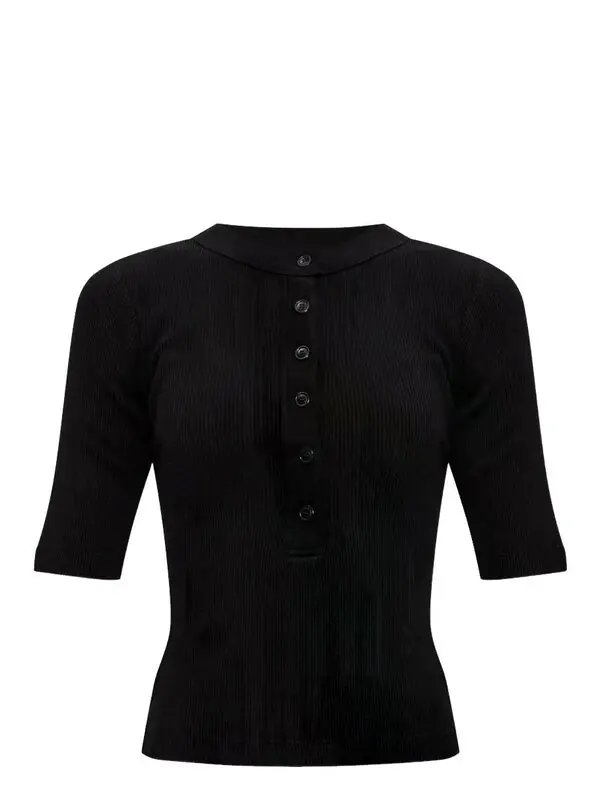 Citizens Of Humanity Nali Ribbed-knit Button-up Top - Black