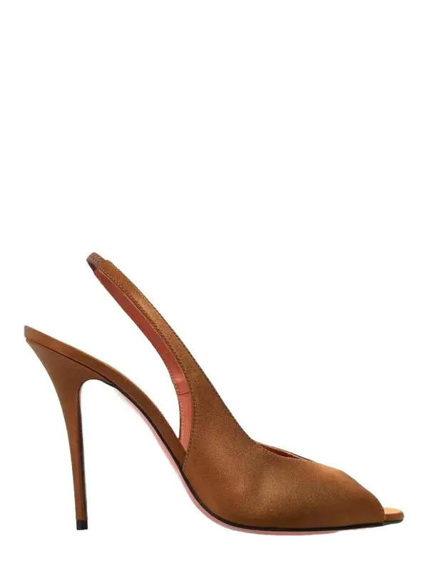 Amina Muaddi Kristina Peep-toe Slingback Pumps - Brown
