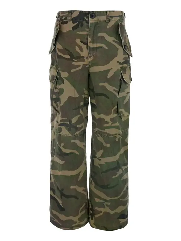FOUND Camouflage Print Cargo Pants - Green