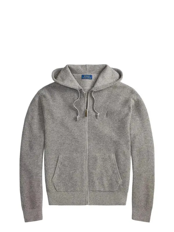 Polo Ralph Lauren Waffle-knit Zip-up Hoodie - Grey