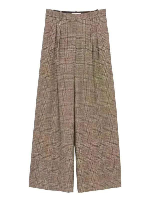 CIRCOLO 1901 Check Pattern Pleated Trousers - Brown