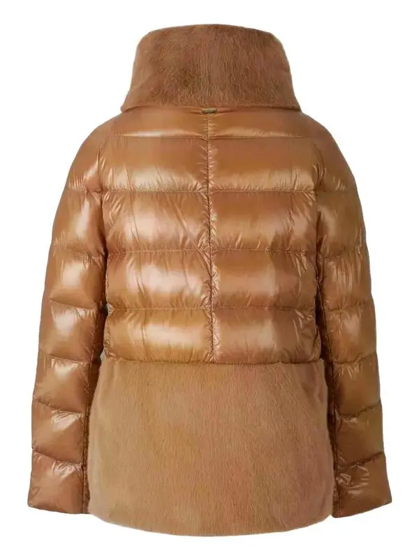 Herno Quilted Zip-up Puffer Jacket With Faux-fur Accents - Brown