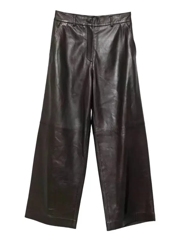P.a.r.o.s.h Leather Wide-leg Trousers - Brown