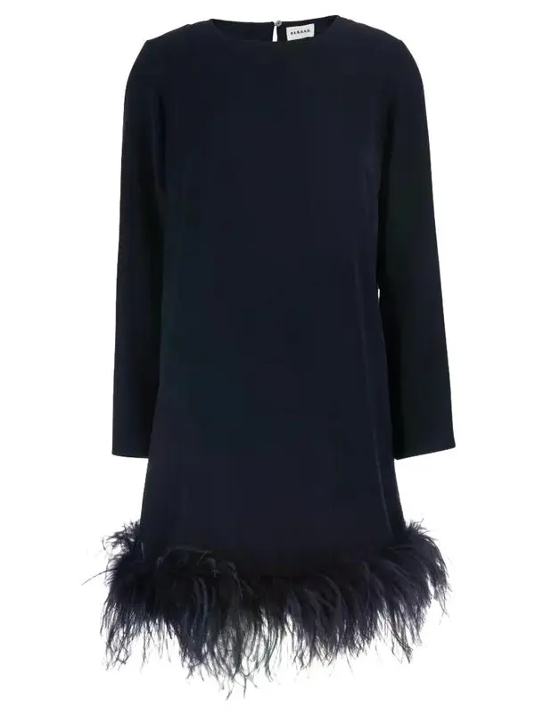 P.a.r.o.s.h Feather-trim Bow-detail Mini Dress - Blue