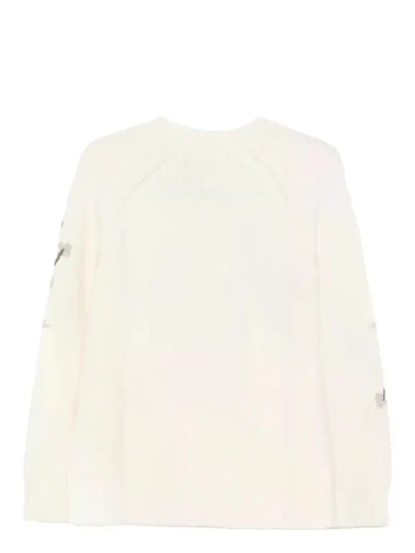 P.a.r.o.s.h Floral Embroidered Raglan Sleeve Sweater - Neutrals