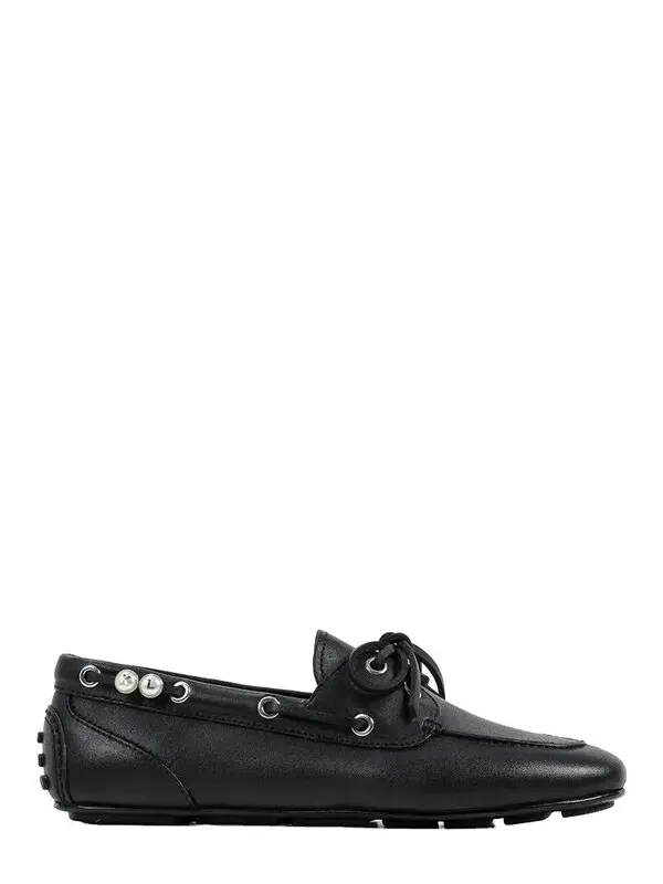 Karl Lagerfeld Pearl Embellished Lace-up Loafers - Black