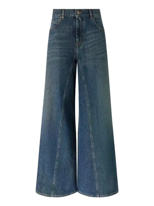 Pinko Flared Jeans With Super Wide Leg - Blue
