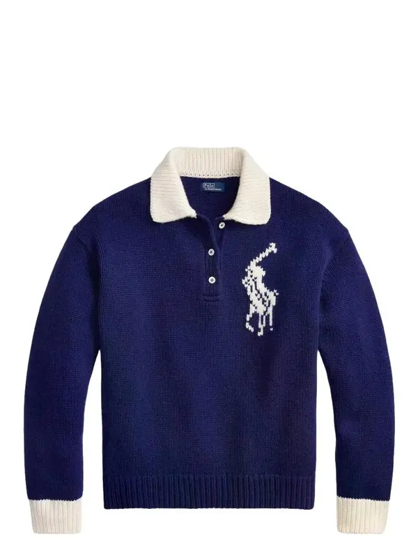 Polo Ralph Lauren Wool Knit Big Pony Sweater - Blue