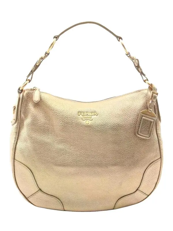 Prada Grained Leather Shoulder Bag - Gold