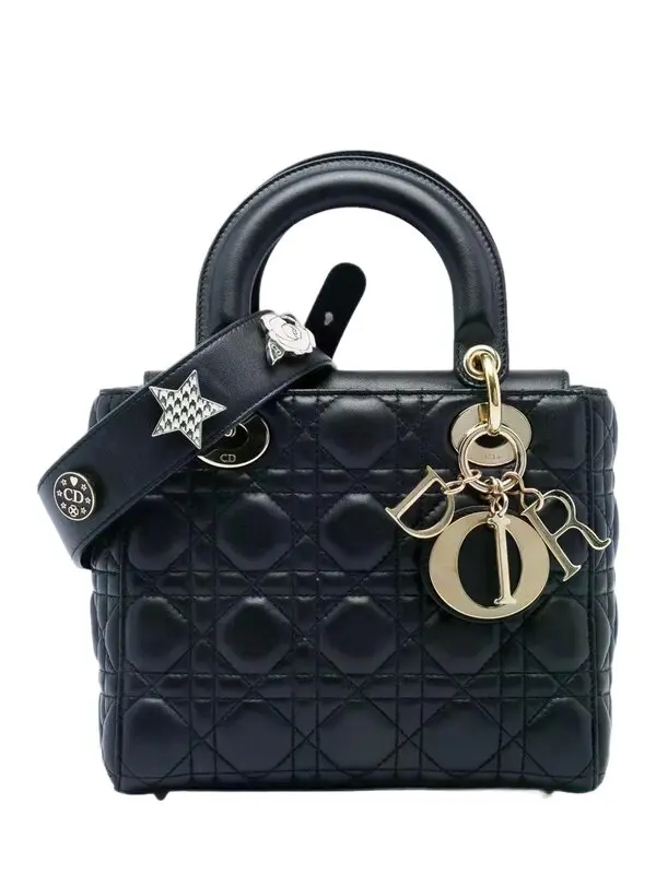 Dior 2018 Small Lambskin Cannage Myabcdior Lady Satchel - Black