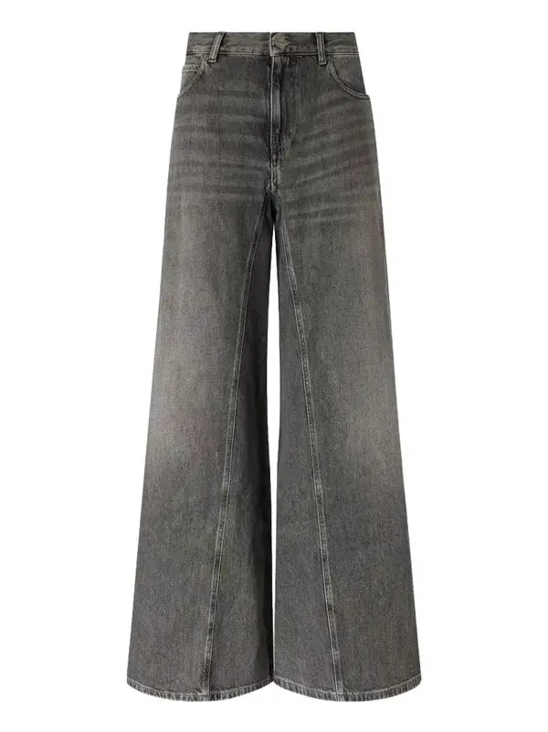Pinko Flared Jeans With Super Wide Leg In Black Denim - Grey