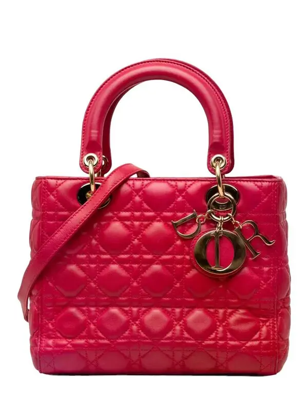 Dior Medium Lambskin Cannage Lady Satchel - Pink