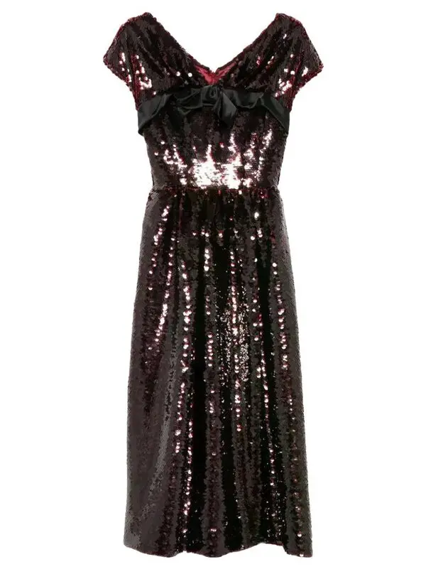 Simone Rocha Sequin-embellished Bow-detail Midi Dress - Red