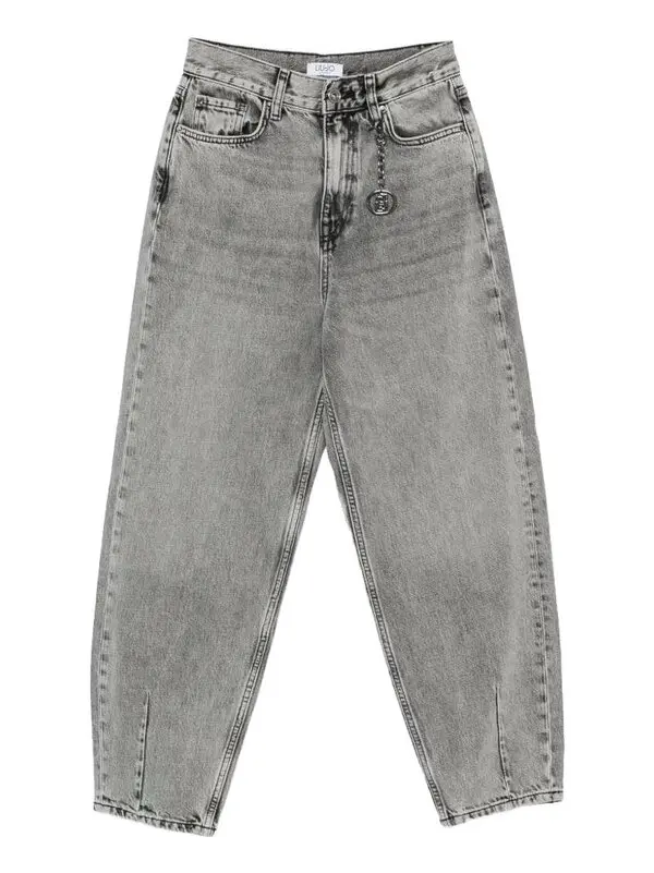 Liu Jo Acid Wash Logo Charm Jeans - Grey