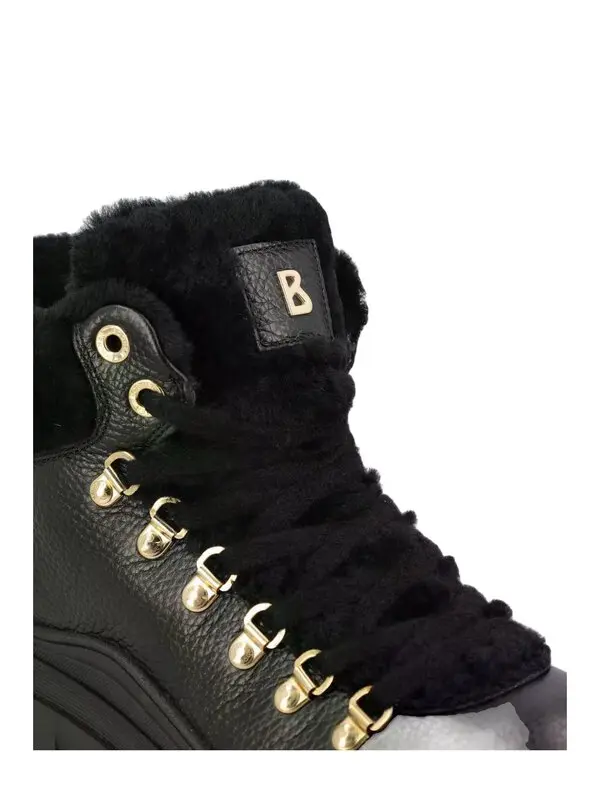Bogner Lace-up Shearling-trim Ankle Boots - Black