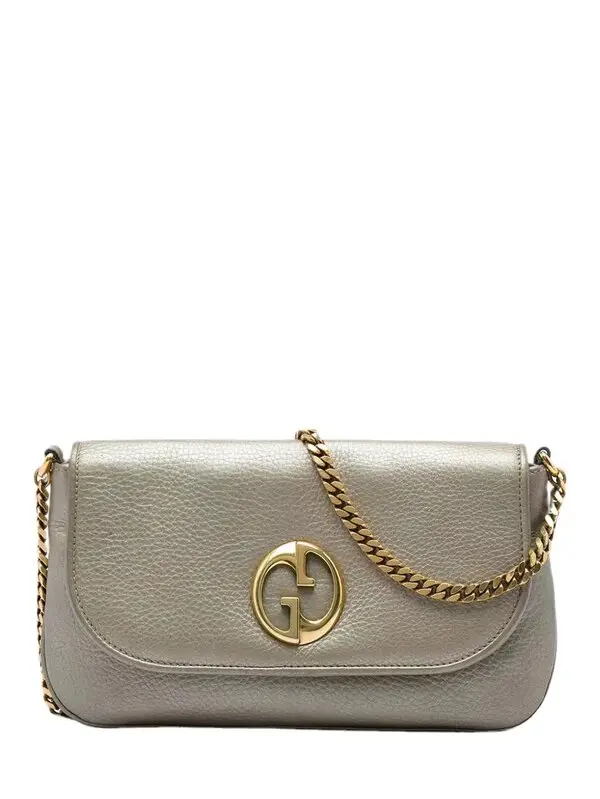 Gucci 2016-2026 Medium Calfskin 1973 Chain Crossbody Bag - Grey