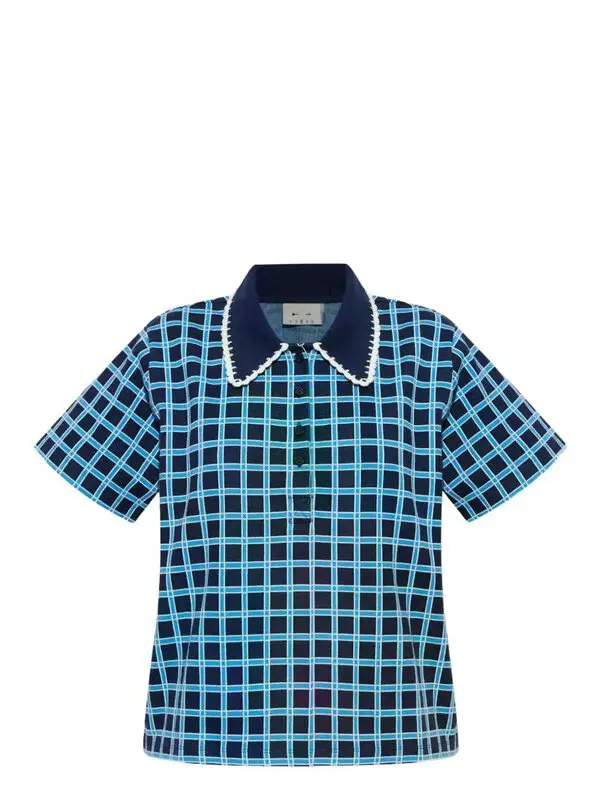 The Upside Check Pattern Clubhouse Polo Shirt - Blue