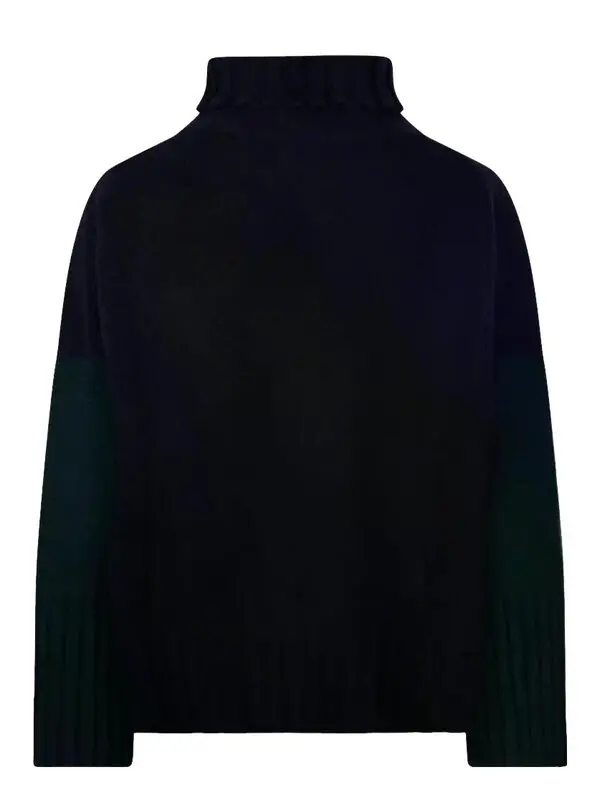 BEYOU Turtleneck Patch-pocket Sweater - Blue
