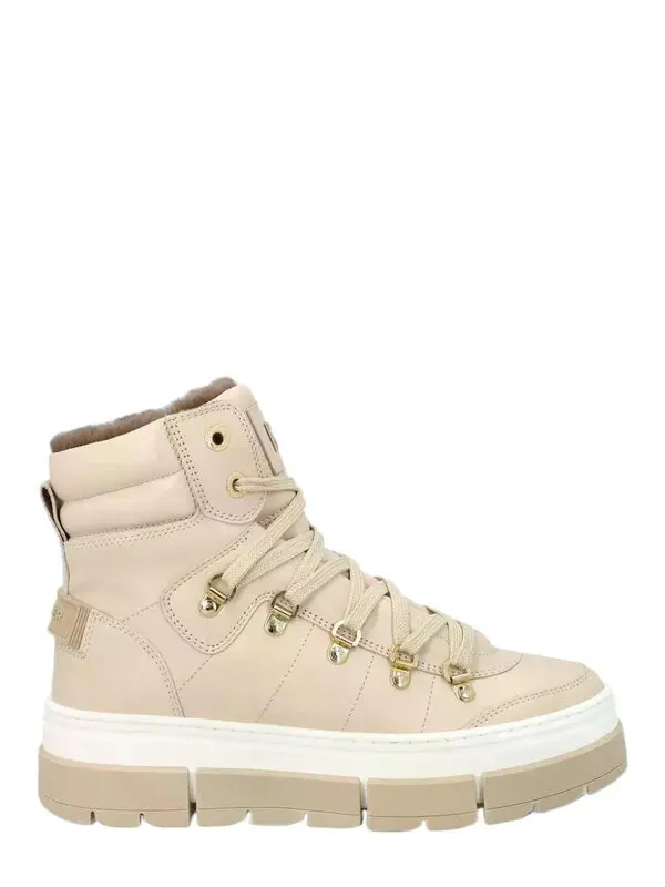 Bogner Lace-up Leather Boots With Padded Collar And Lug Sole - Neutrals