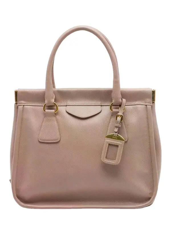 Prada Saffiano Leather Top Handle Tote Bag - Brown