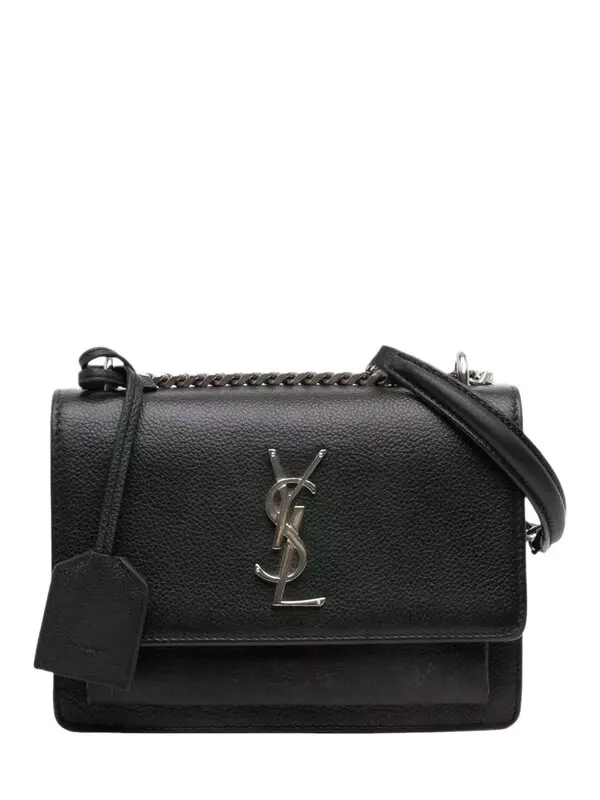 Saint Laurent 2016 Small Grained Calfskin Monogram Sunset Crossbody Bag - Black