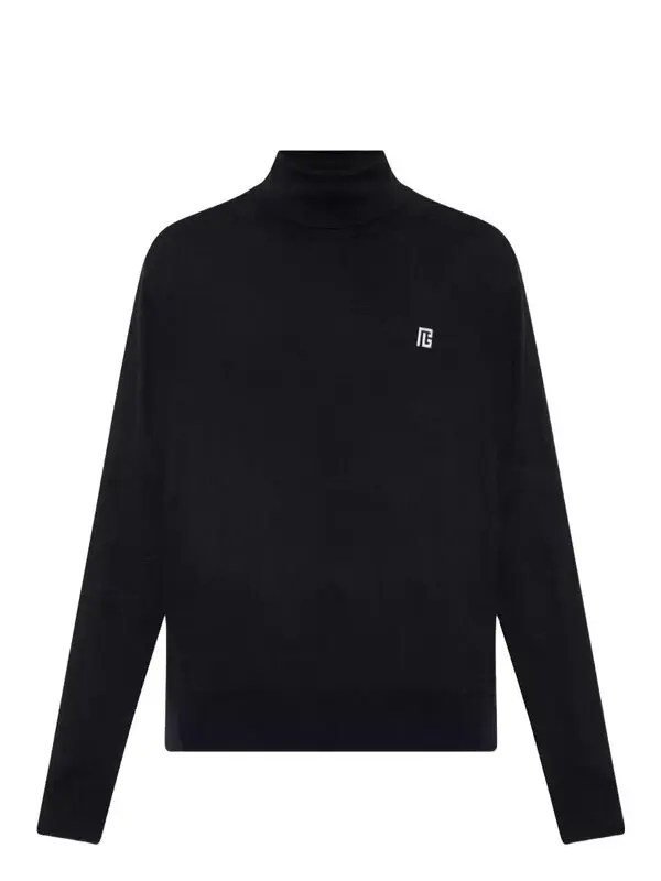 Balmain Logo-embroidered Turtleneck Sweater - Blue