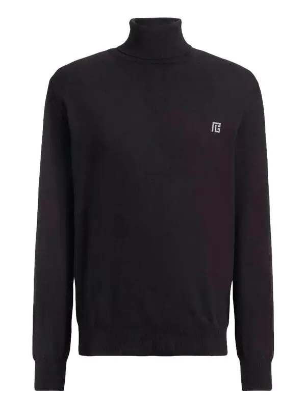 Balmain Logo-embroidered Turtleneck Sweater - Blue