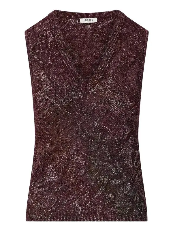 Liu Jo Floral Jacquard Metallic Sleeveless Top - Purple