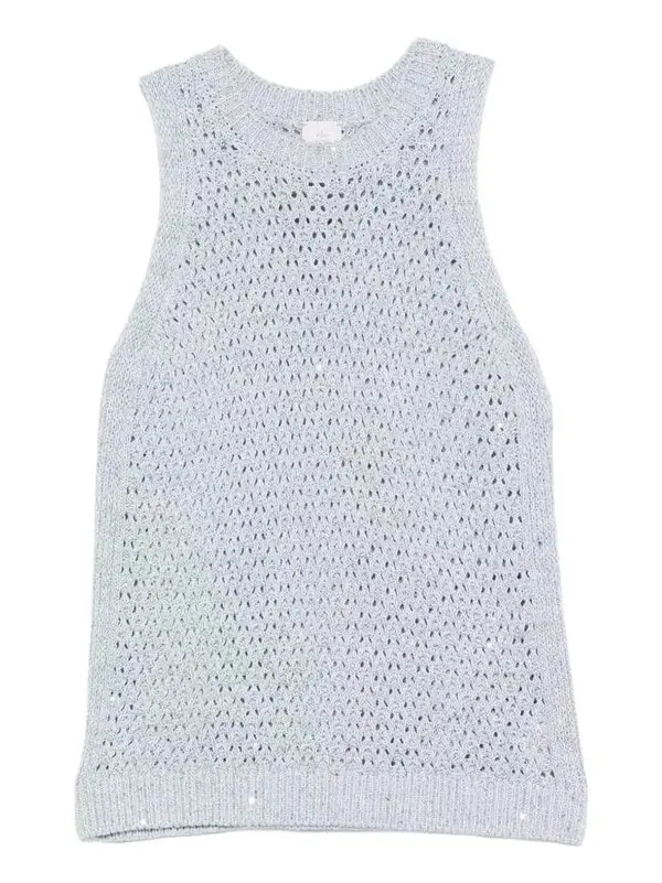 Eleventy Sequin Embellished Open-knit Vest - Blue