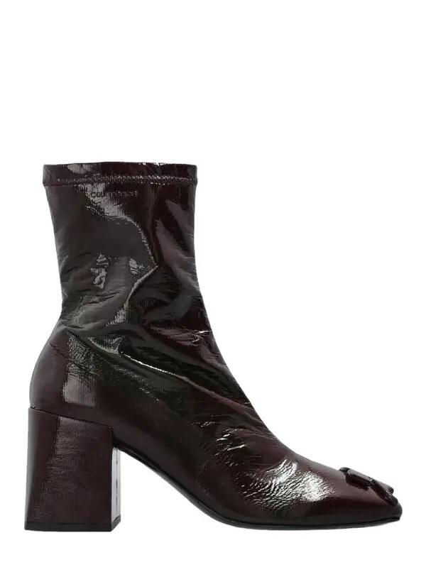 COURREGES Re-edition Logo-plaque Leather Ankle Boots - Red