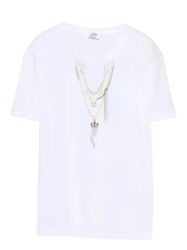 Liu Jo Graphic-print Rhinestone-embellished T-shirt - White