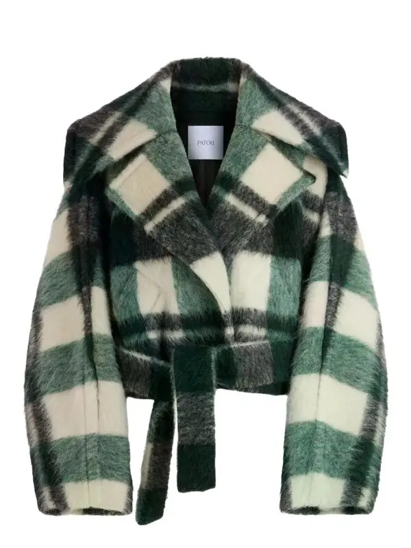 PATOU Check-pattern Belted Jacket - Green