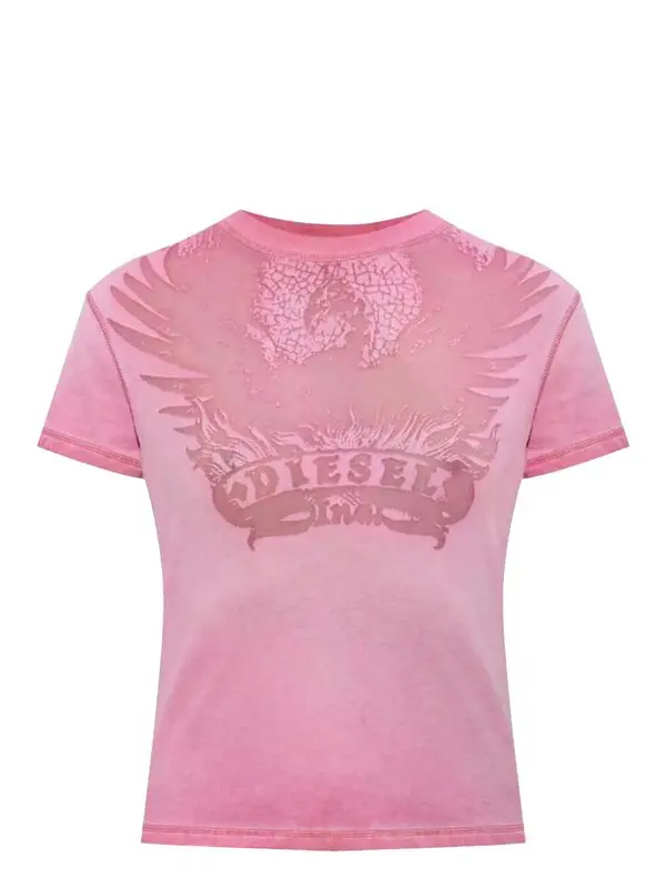 DIESEL® Graphic-print Distressed T-shirt - Pink