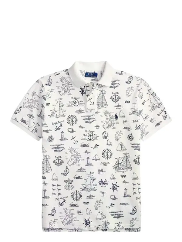 Polo Ralph Lauren Custom Slim Fit Nautical Mesh Polo Shirt - White
