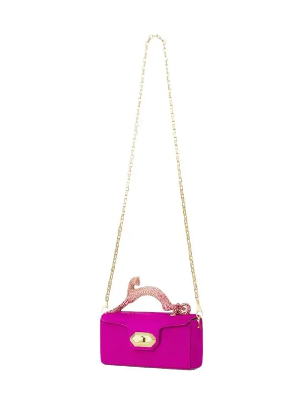 LANVIN Pencil Cat Nano Bag In Pony And Rhinestones - Pink