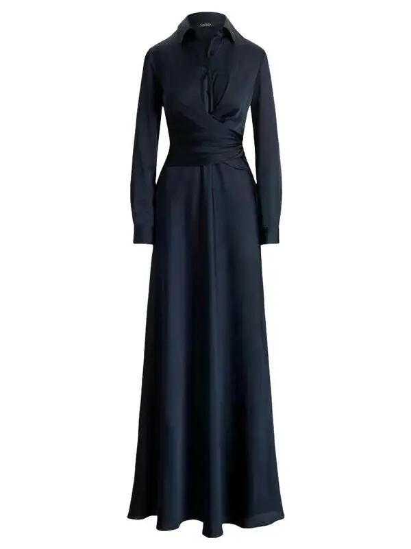 Ralph Lauren Aniyah Pleated Crisscross Gown - Blue