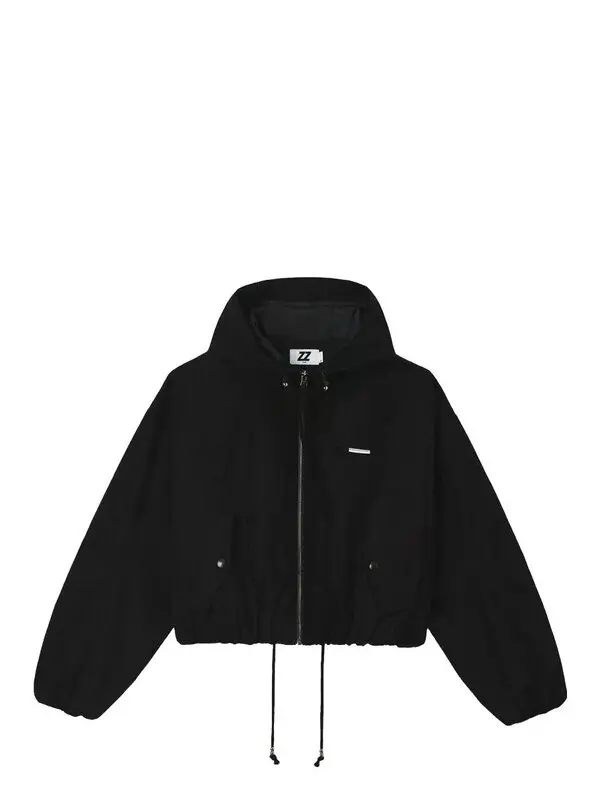 Izzue Hooded Logo-print Oversized Jacket - Black