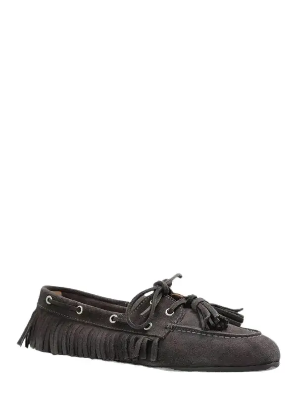 POSA Fringed Loafers With Tassel Detail - Grey