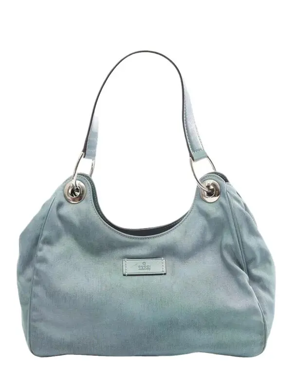 Gucci 2000s Canvas Leather Shoulder Bag - Blue