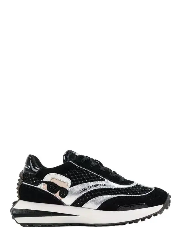 Karl Lagerfeld Embellished Panelled Lace-up Sneakers - Black