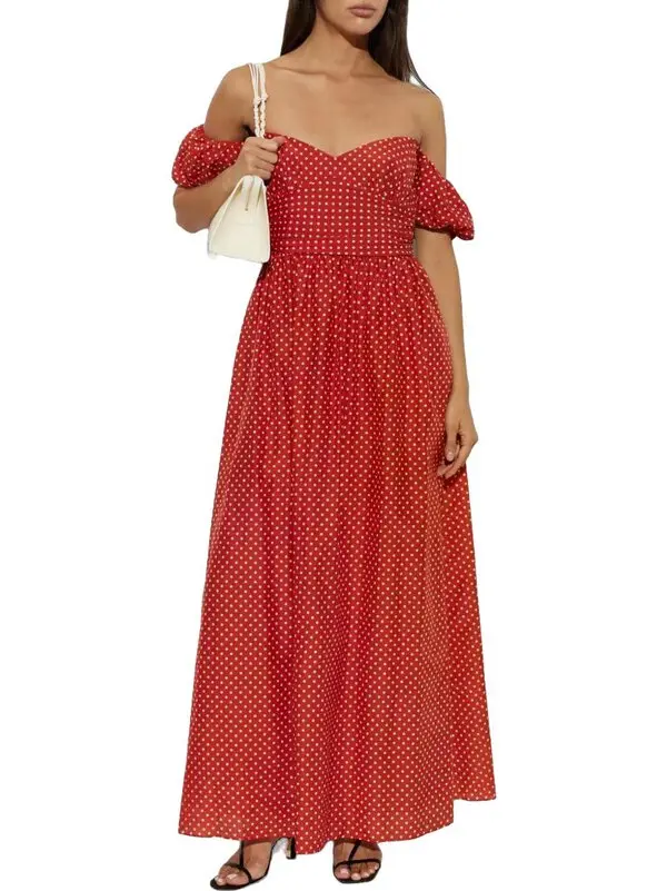 Matteau Off-shoulder Polka Dot Maxi Dress - Red